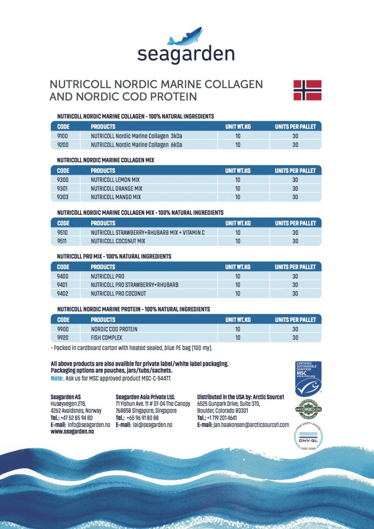 Seagarden Nurtrcoll Nordic Marine Collagen Cod Protein Product Sheet ...